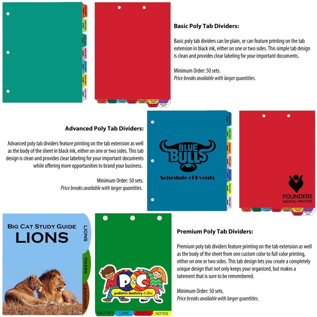 Buy Custom Index Tab Dividers + Custom Printed Tabs Online | Binding101