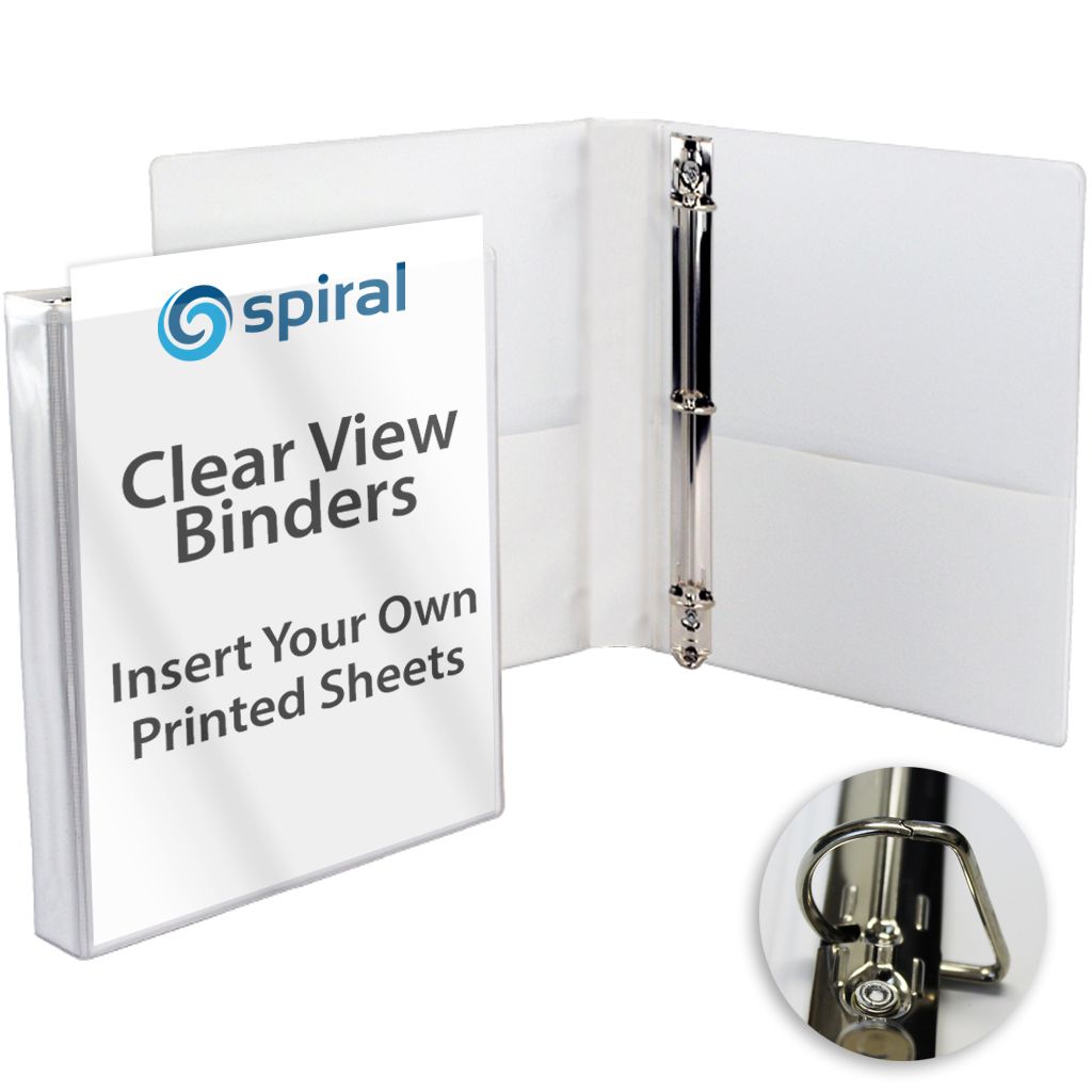 White Letter Size Standard View Binders | Clear Overlay| Slant-D Ring ...