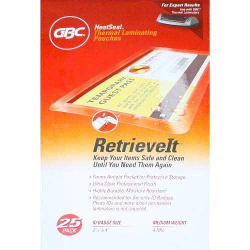 GBC HeatSeal ID Badge Retrieve It Laminating Pouches 25pk - 3747283B ...