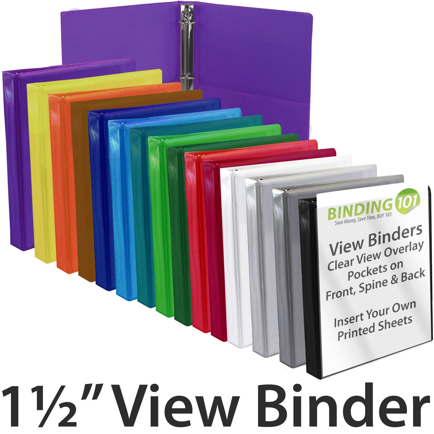 1-1/2" Black Letter Size View Binders [Slant-D Ring] (12/Bx) | Binding101
