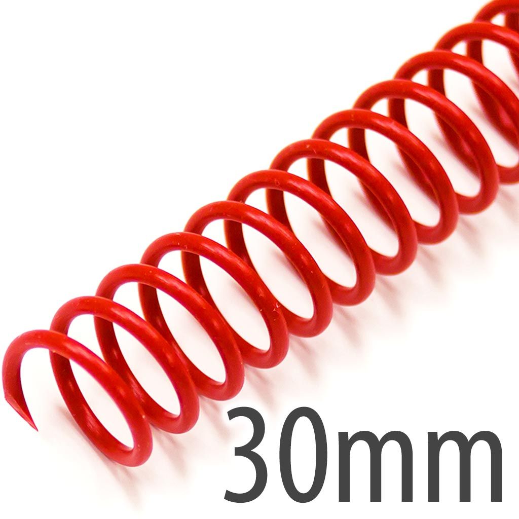 30mm (1-3/16") Red Spiral Plastic Coils [12" Long, 4:1 Pitch, 270 Sheet ...
